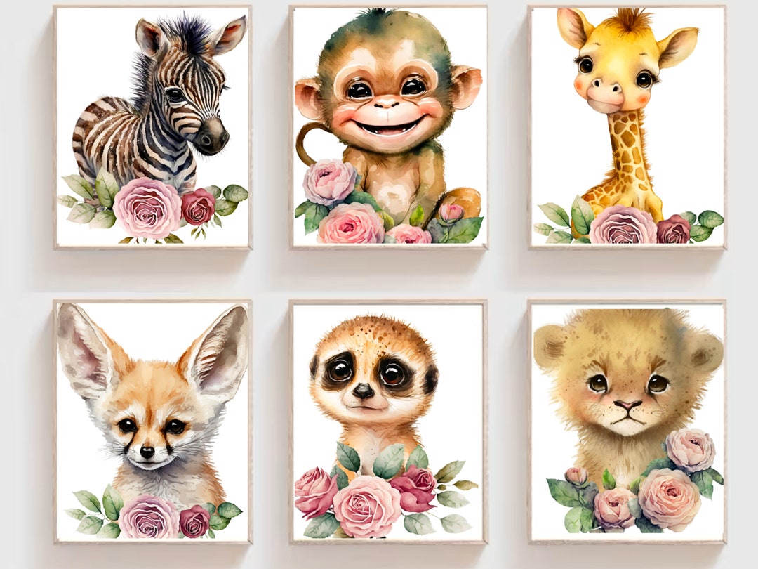 Set of 6 Nursery Decor,nursery Wall Art,baby Girl Nursery Art,nursery ...