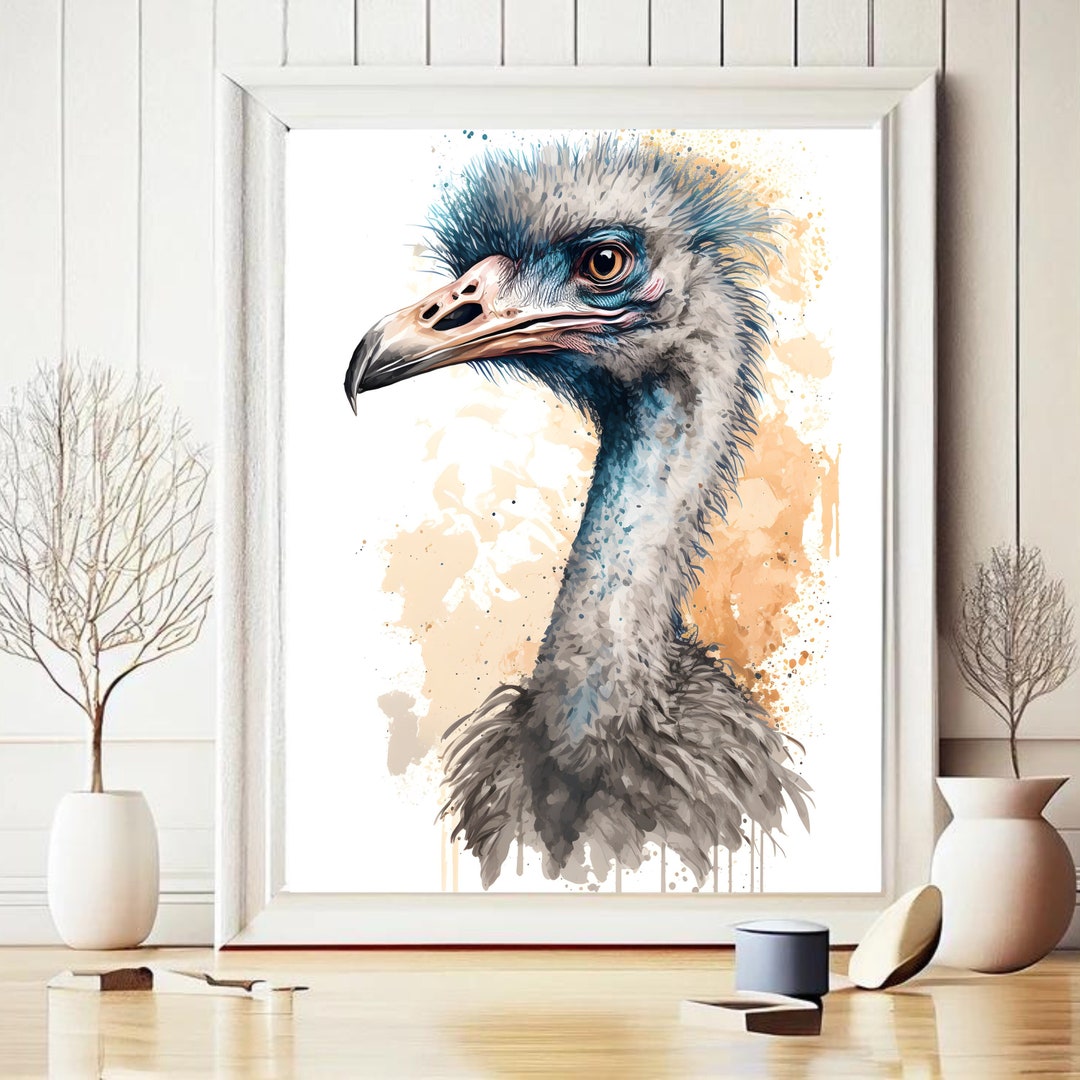 Printable Ostrich Art Print,nursery Animal Watercolor,watercolor ...