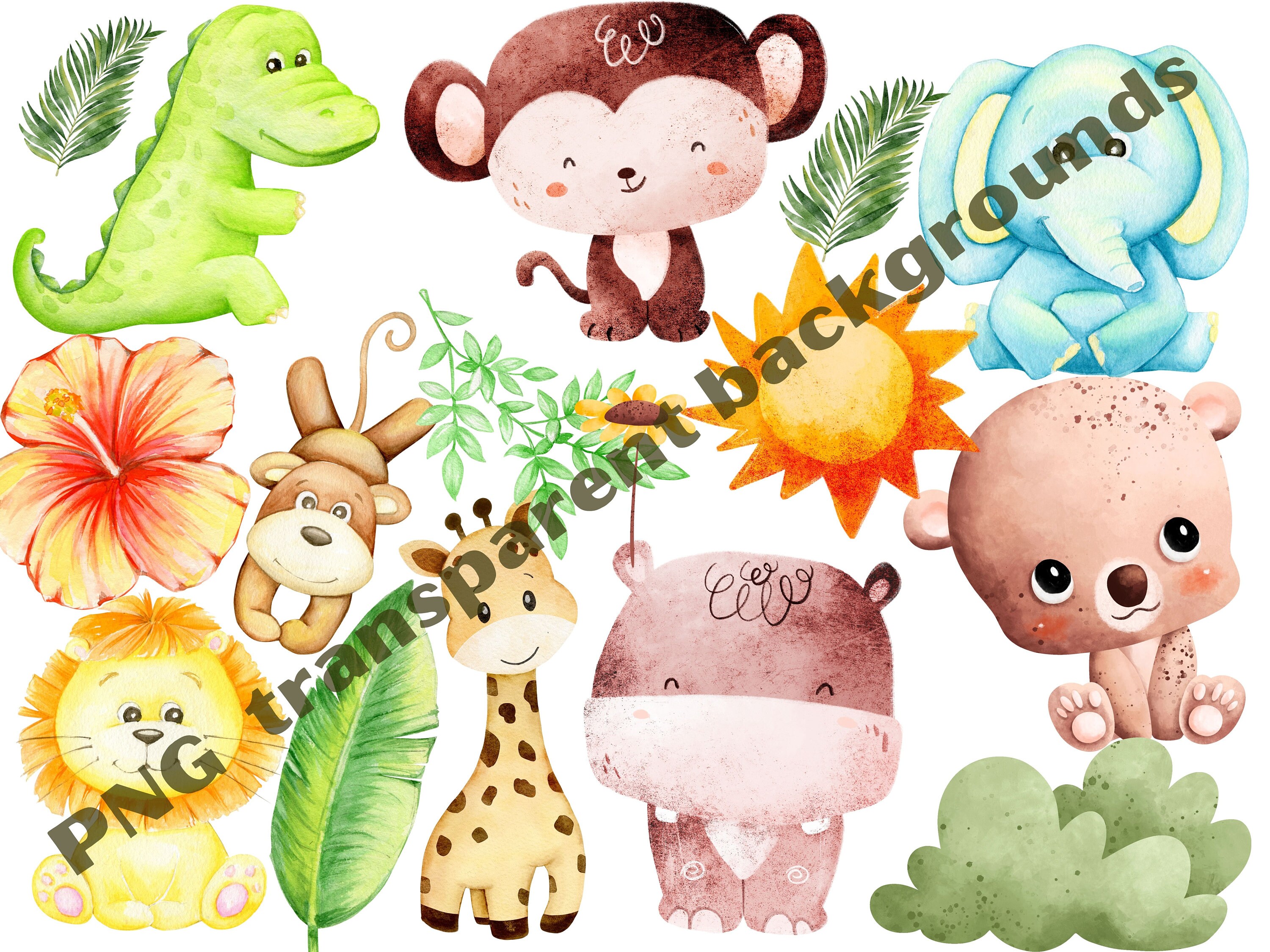 Animal Clipart Bundle,safari Baby Animals Clipart,cute Baby Shower ...