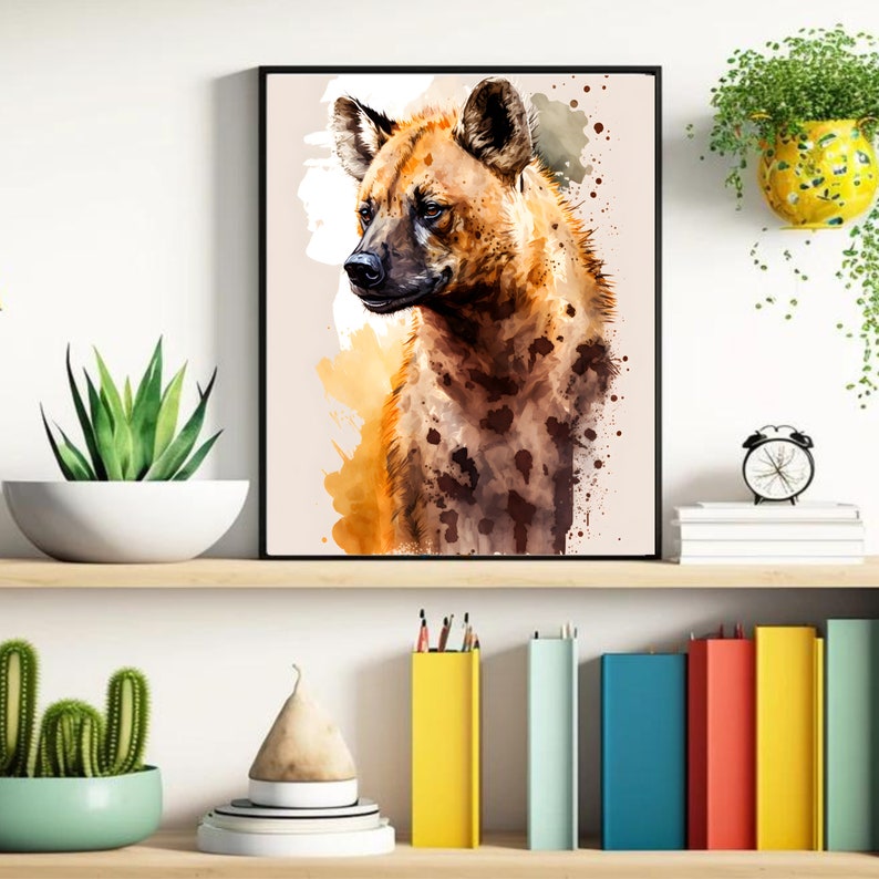 Hyena Print Watercolor Painting Wall Art Decor Nursery - Etsy