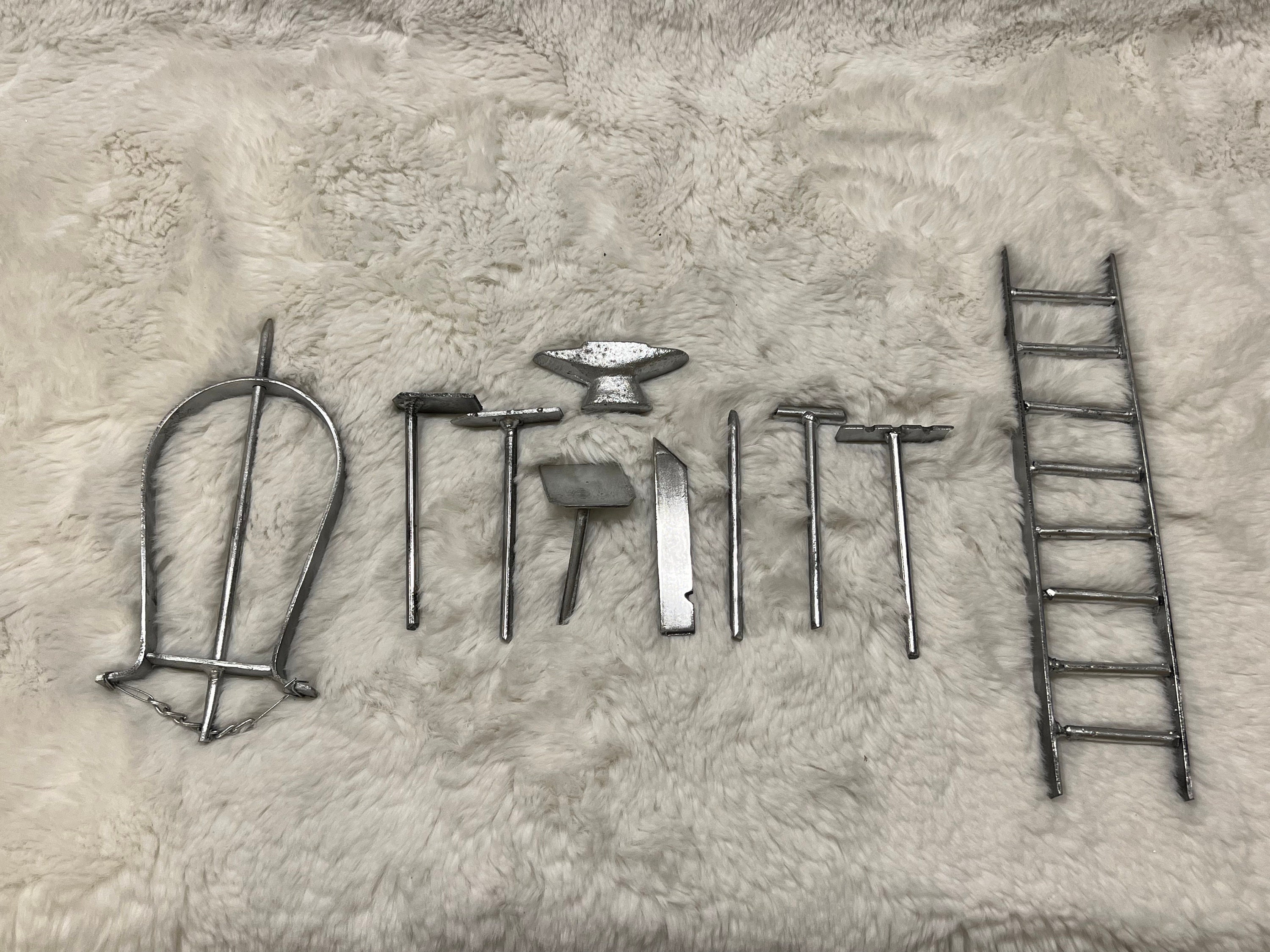 Set of Chromed Warriors Tools for Ifa/osha With Chromed Pot / Set De ...