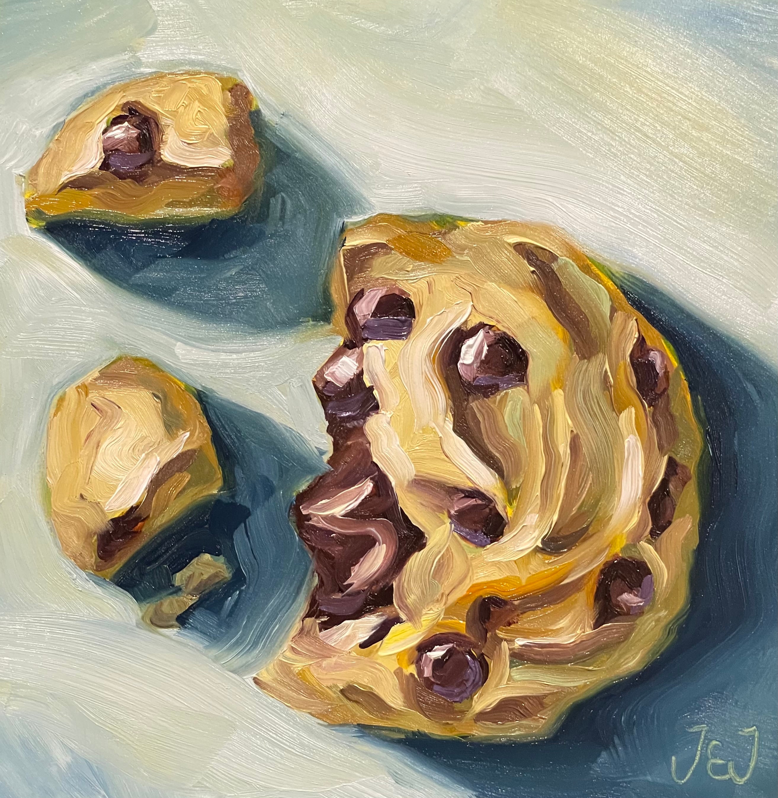 Original Oil Painting: Chocolate Chip Cookie - Etsy