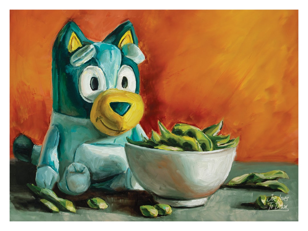 Art Print: Bluey With Edamame Beans - Etsy