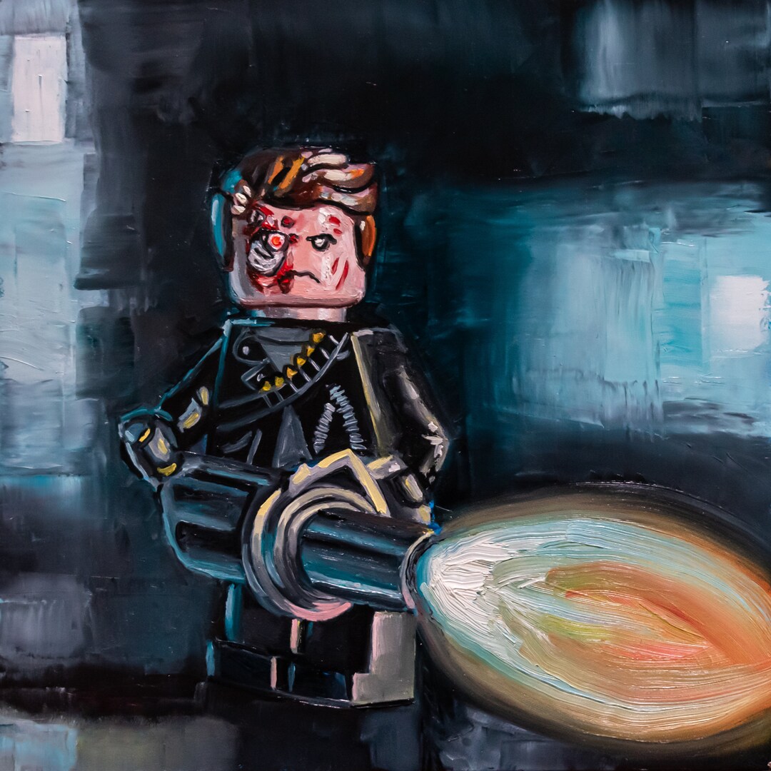 Original Framed Oil Painting: Terminator - Etsy
