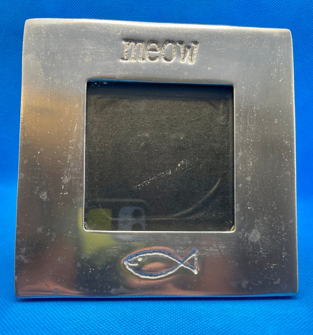 Pewter Kitty Frame meow and Fish Engraved - Etsy