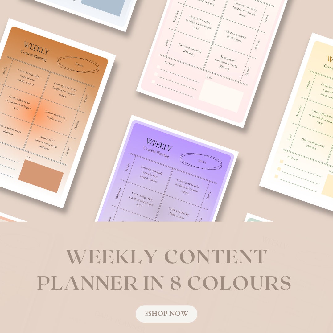 Social Media Weekly Content Planner 2024 | 8 Colors | Editable in Canva ...
