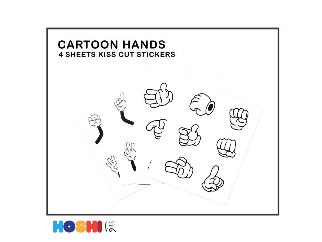 Cartoon Hands Sticker Set - Full Set of 4 Matte Sticker Sheets – Comics ...