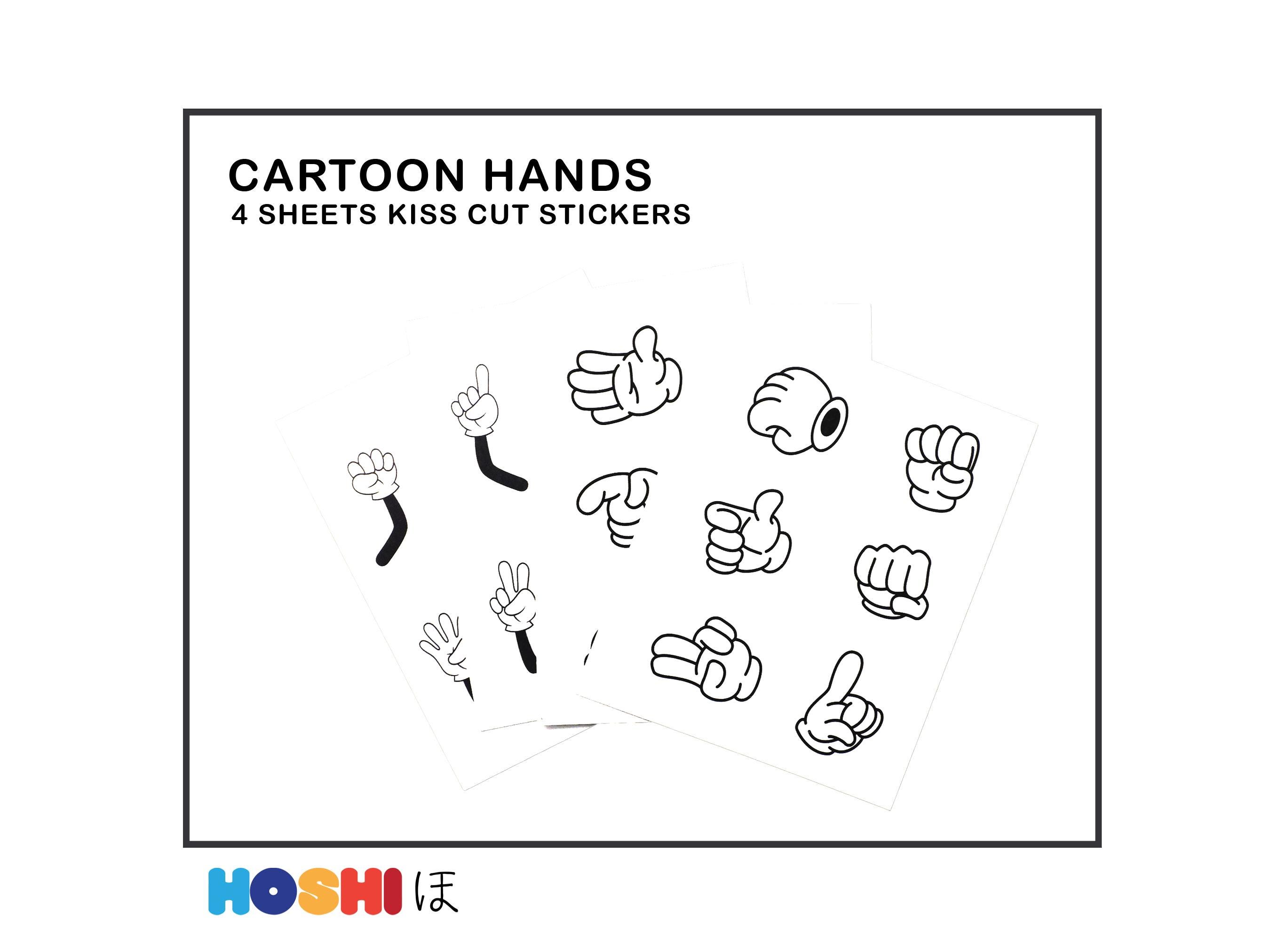 Cartoon Hands Sticker Set - Full Set of 4 Matte Sticker Sheets – Comics ...