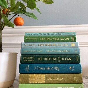 Monochromatic Green Decorative Book Set Stack - Shelf Decor - Etsy