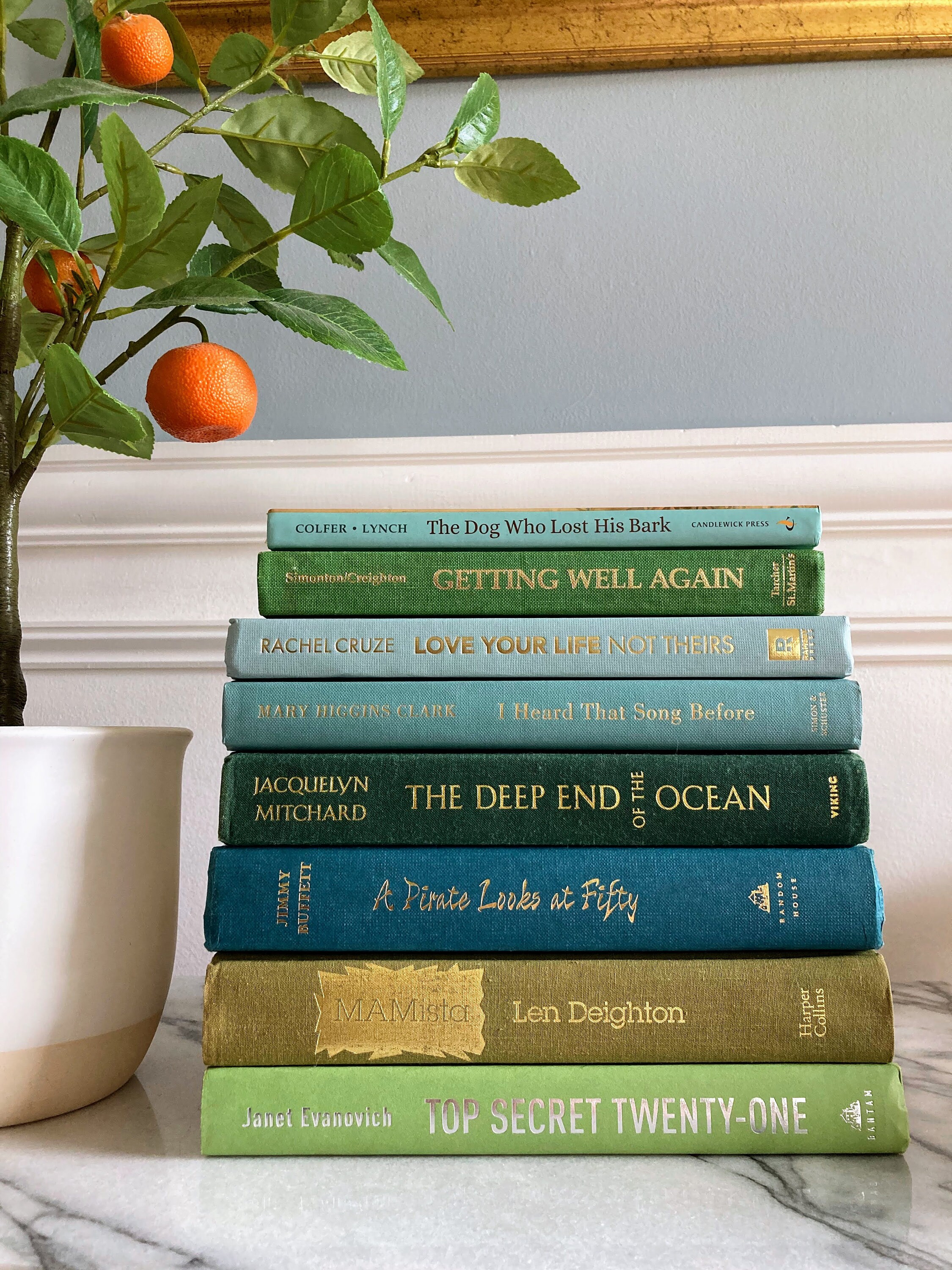 Monochromatic Green Decorative Book Set Stack Shelf Decor - Etsy