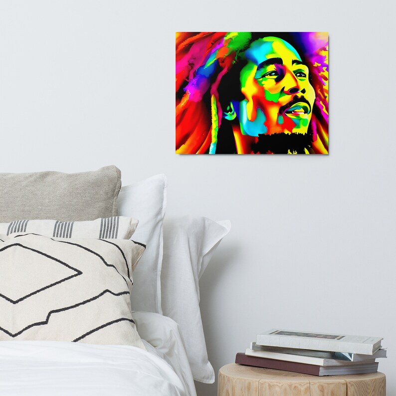 Bob Marley Abstract Instant Download Museum Quality Bold Neon Abstract Oil On Canvas