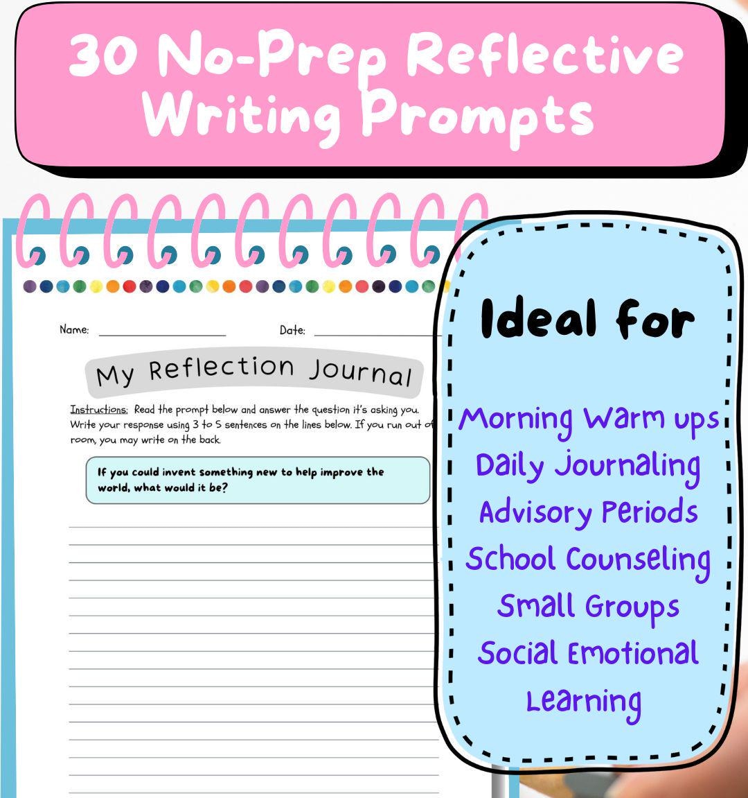 30 Day No-prep Reflection Journal: Printable Social-emotional Writing ...