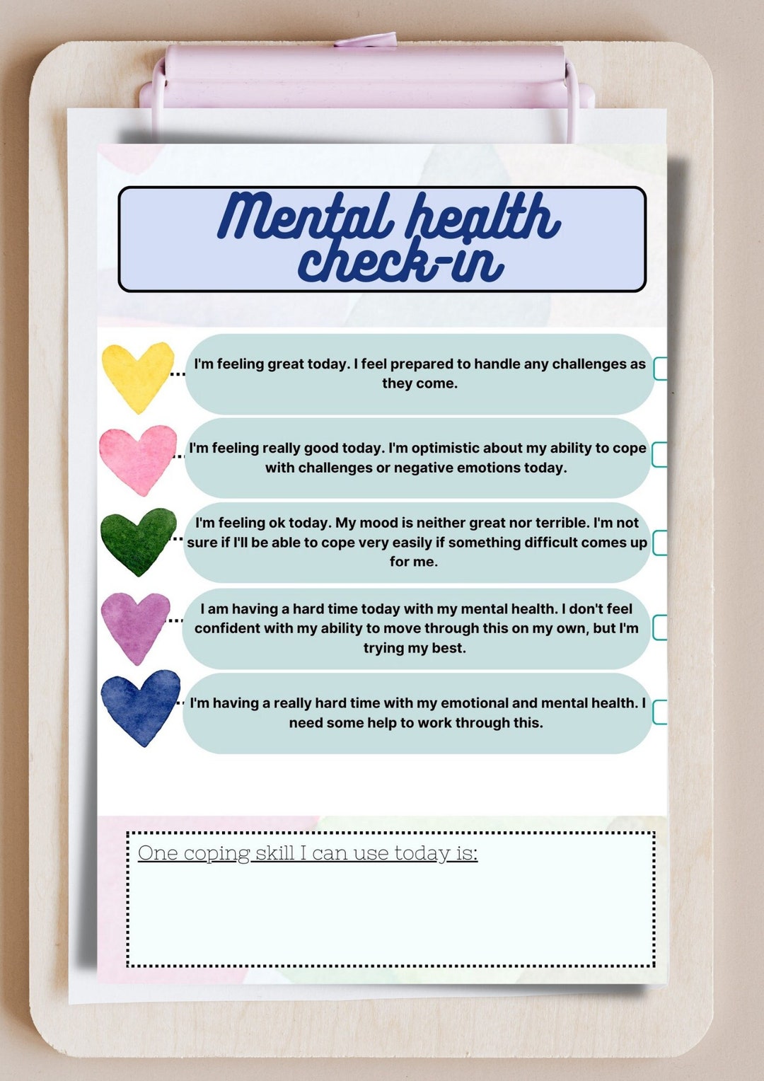Mental Health Check-in; Communication Tool for Therapists, Teachers, or ...