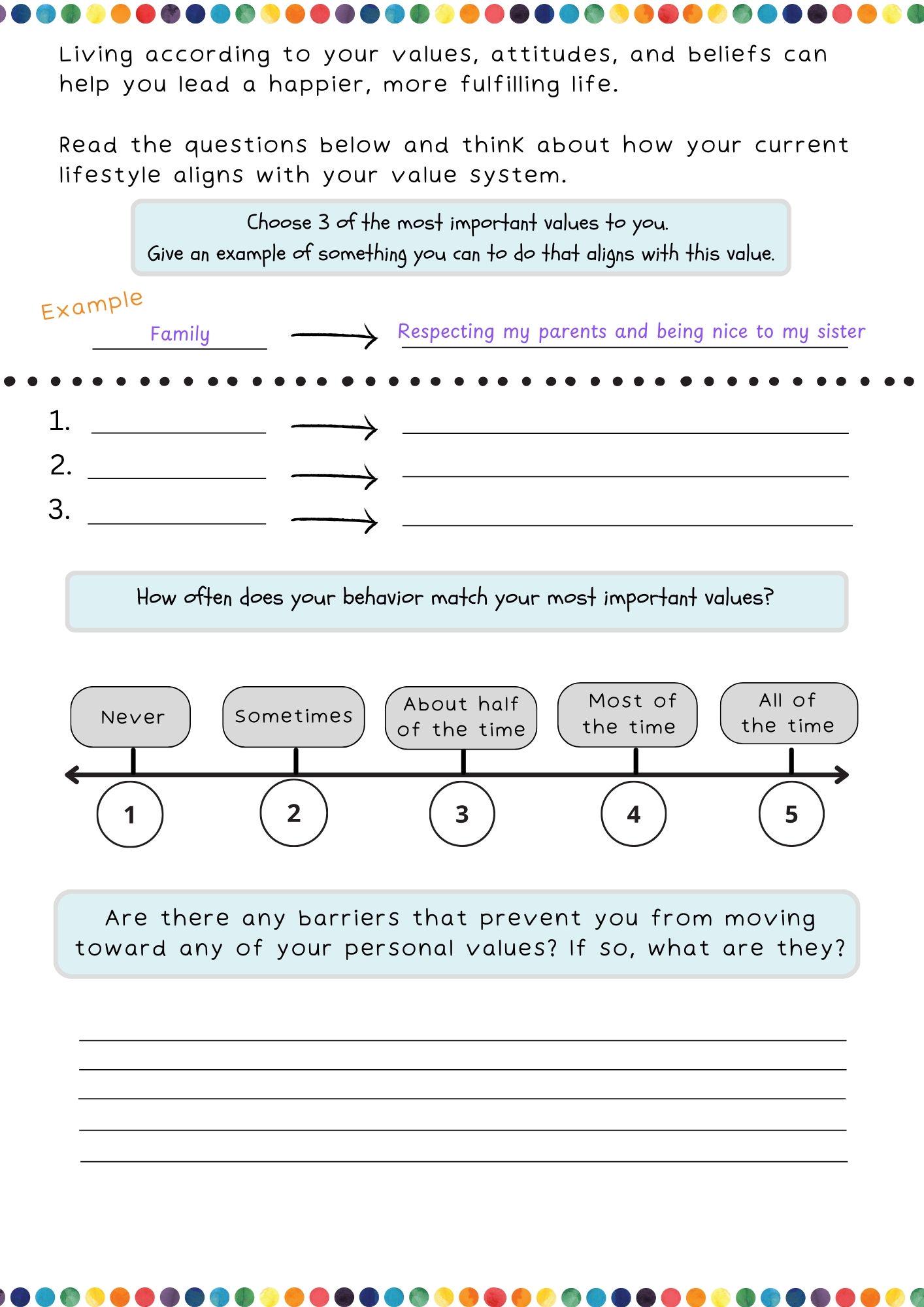 Know Your Values- Self-reflection Worksheet for Kids, Teens, or Parents ...