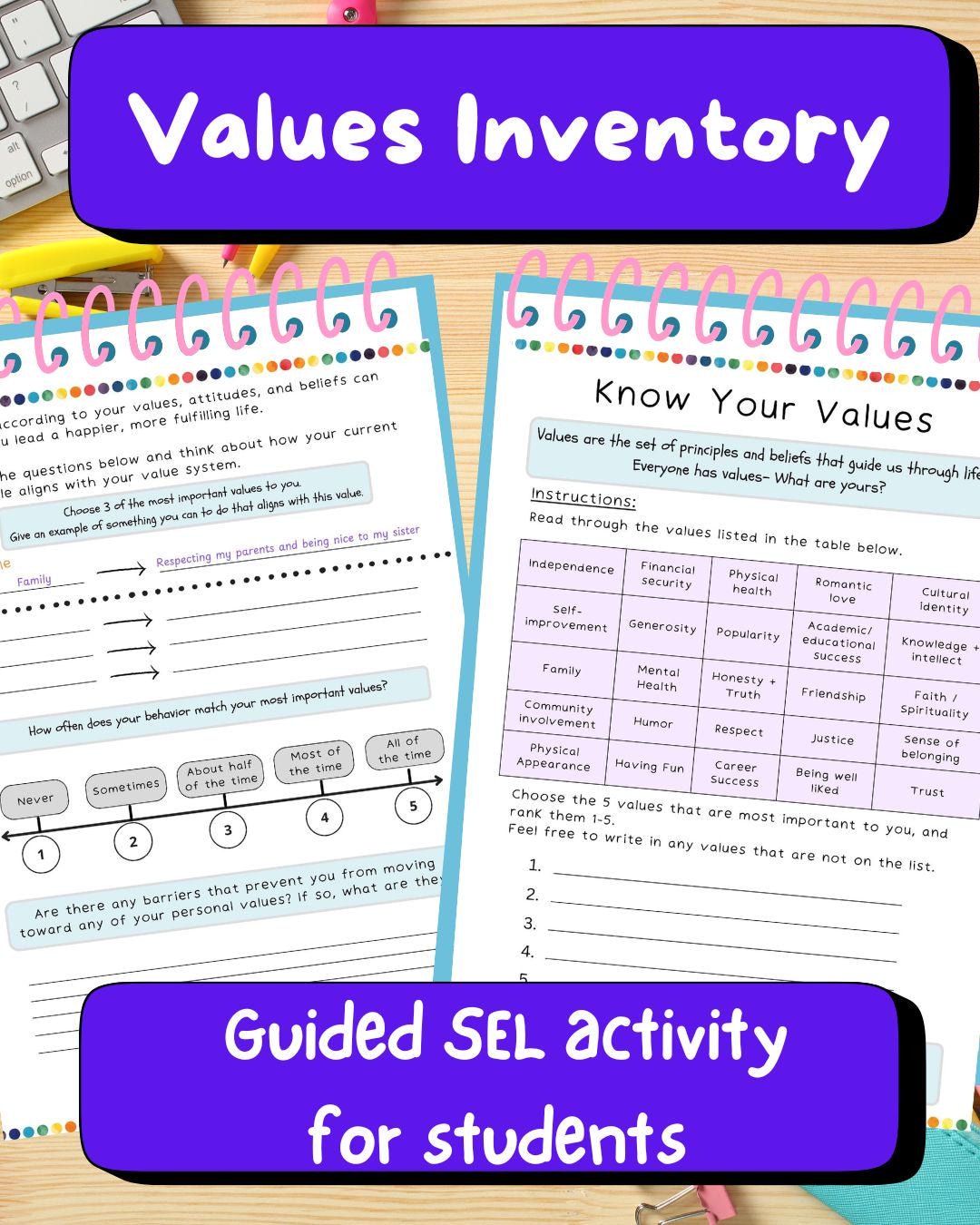Know Your Values- Self-reflection Worksheet for Kids, Teens, or Parents ...