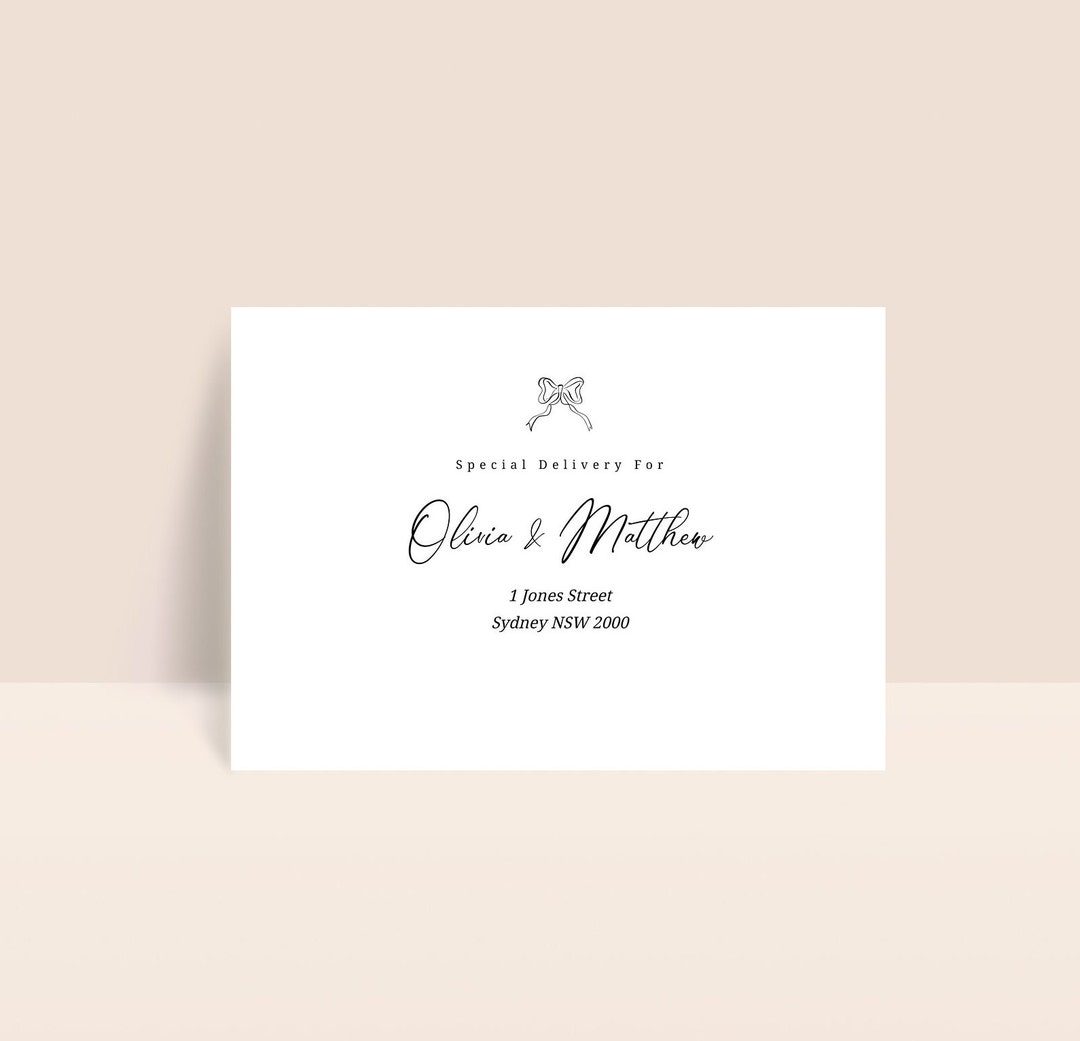 Envelope Address Template | Bow Design | Printable | LIV Design - Etsy