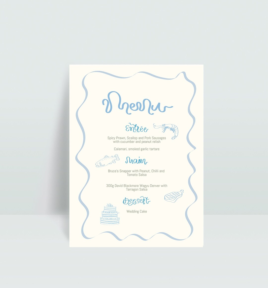 Wedding Menu | Illustrated Menu | Template | Printable Menu ...