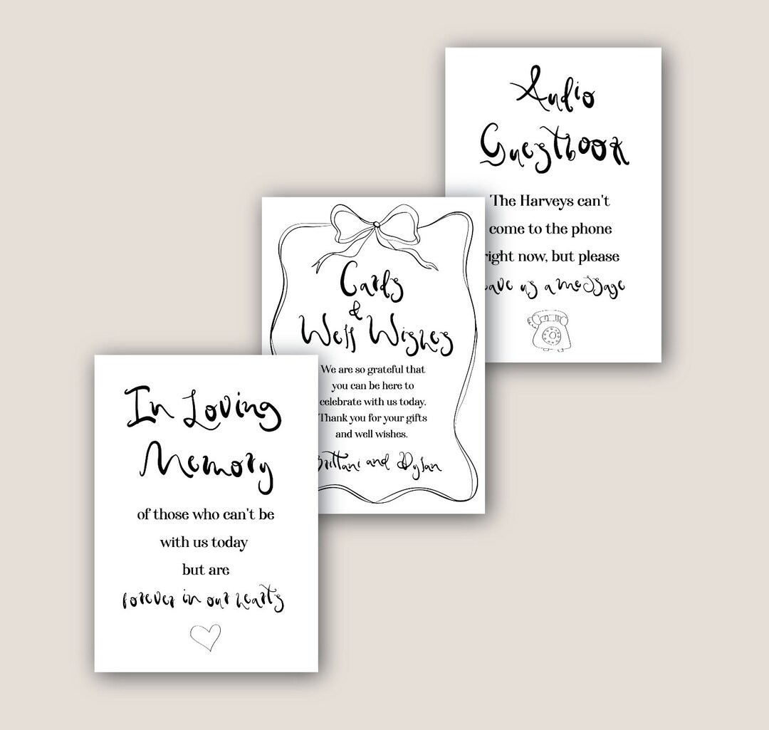 Small Signage Bundle Wishing Well Sign Loving Memory Sign Audio ...