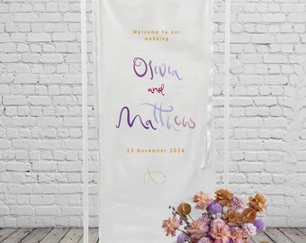 Linen Welcome Sign Seating Chart Cloth Sign Printed Fabric Wedding Sign ...