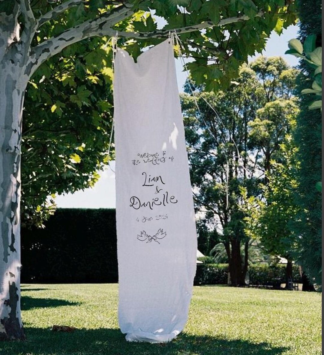 Linen Welcome Sign | Seating Chart Cloth Sign | Printed Fabric Wedding ...