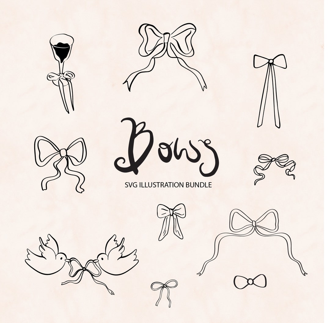 Bow Illustrations SVG Bundle | Hand Drawn Bows | Drawings | Digital ...