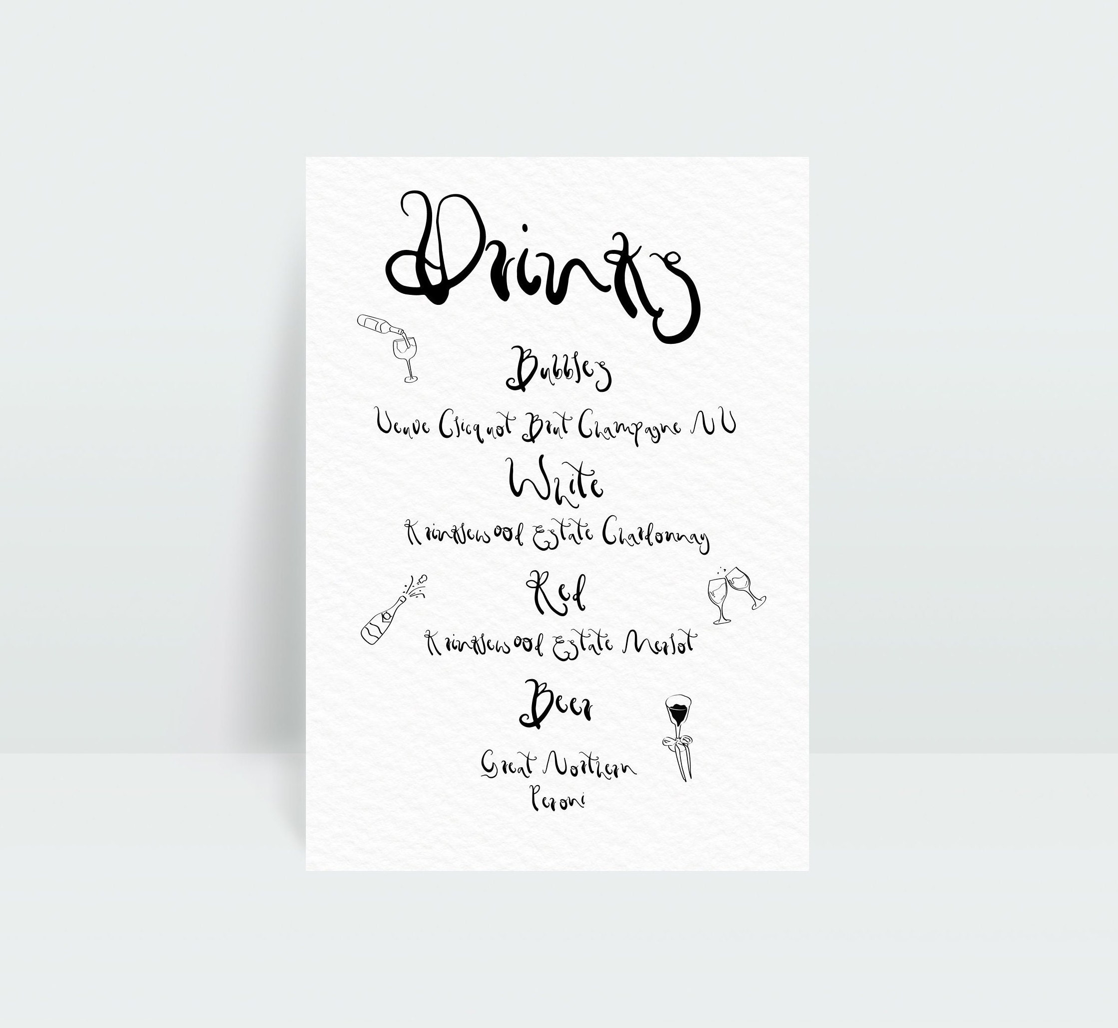 Bottoms up Illustrations SVG Bundle Hand Drawn Drinks Menu Drawings ...