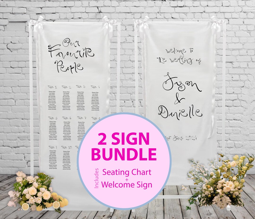 Linen Sign Bundle - Welcome + Seating Sign | Welcome Cloth Sign ...