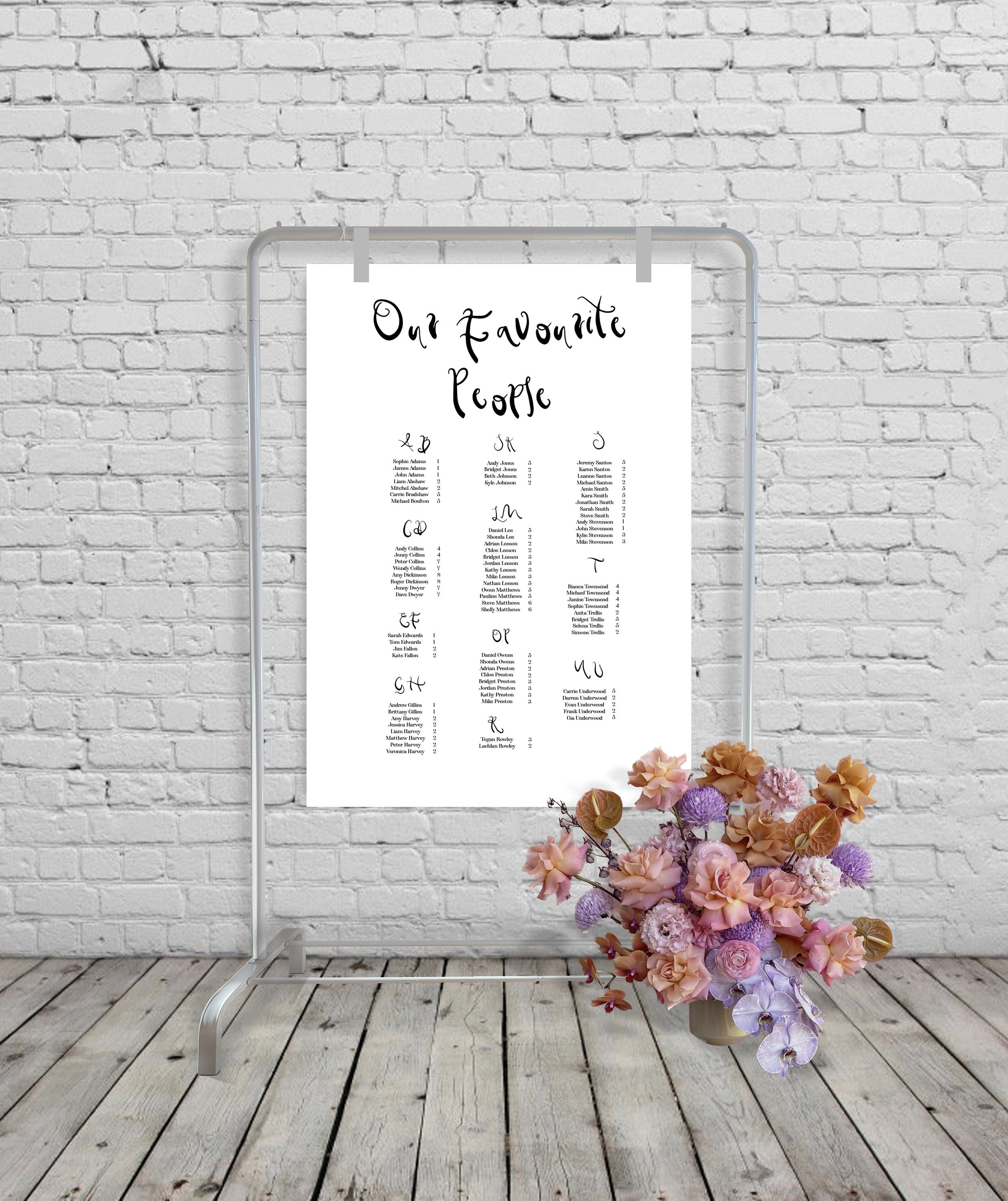 Seating Chart Sign Template | Instant Download | Printable Sign | BRITT ...