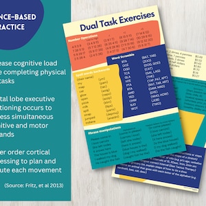 Dual Task Activities Worksheet for Increasing Cognitive Load for ...