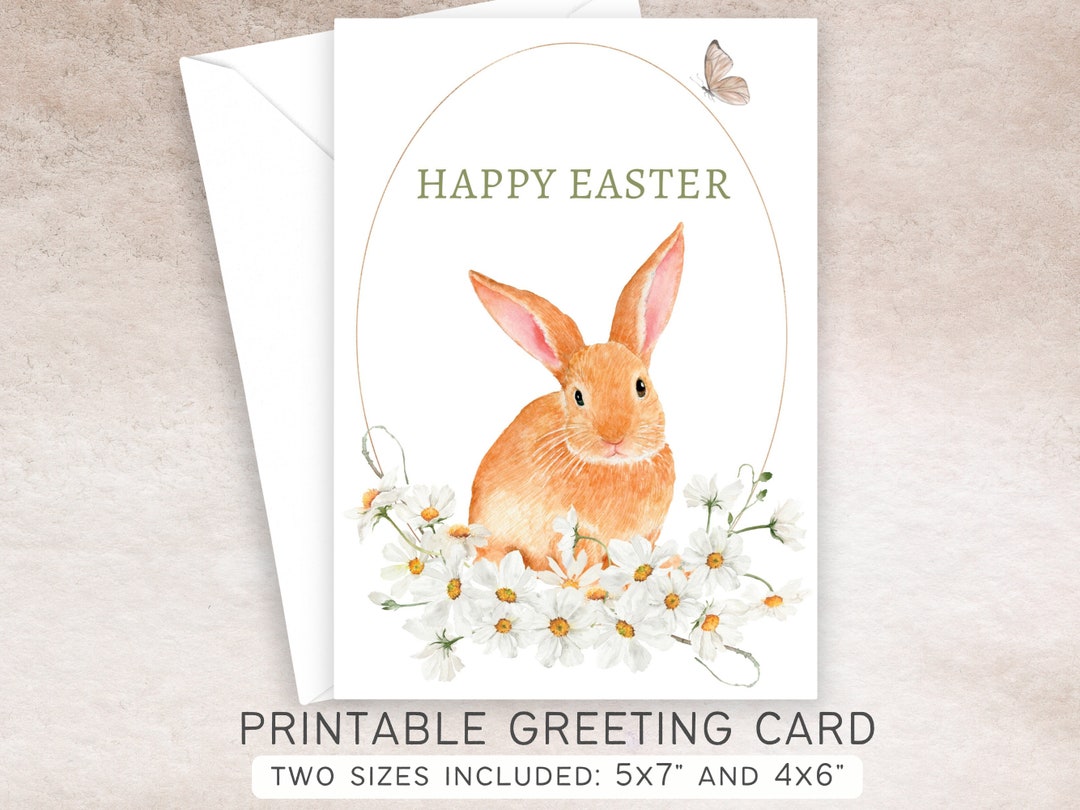 Easter Bunny Printable Card | 5x7 and 4x6 | Instant Digital Download ...