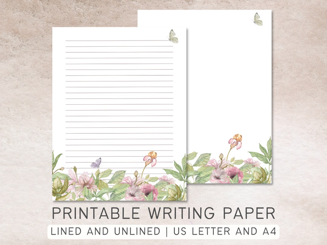 Wildflower Meadow & Butterflies Printable Stationery | US Letter 8.5x11 ...