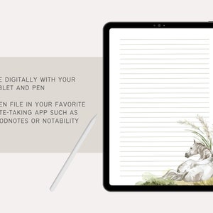 Watercolor Horse Printable Stationery | US Letter 8.5x11 In, A4 | Lined ...