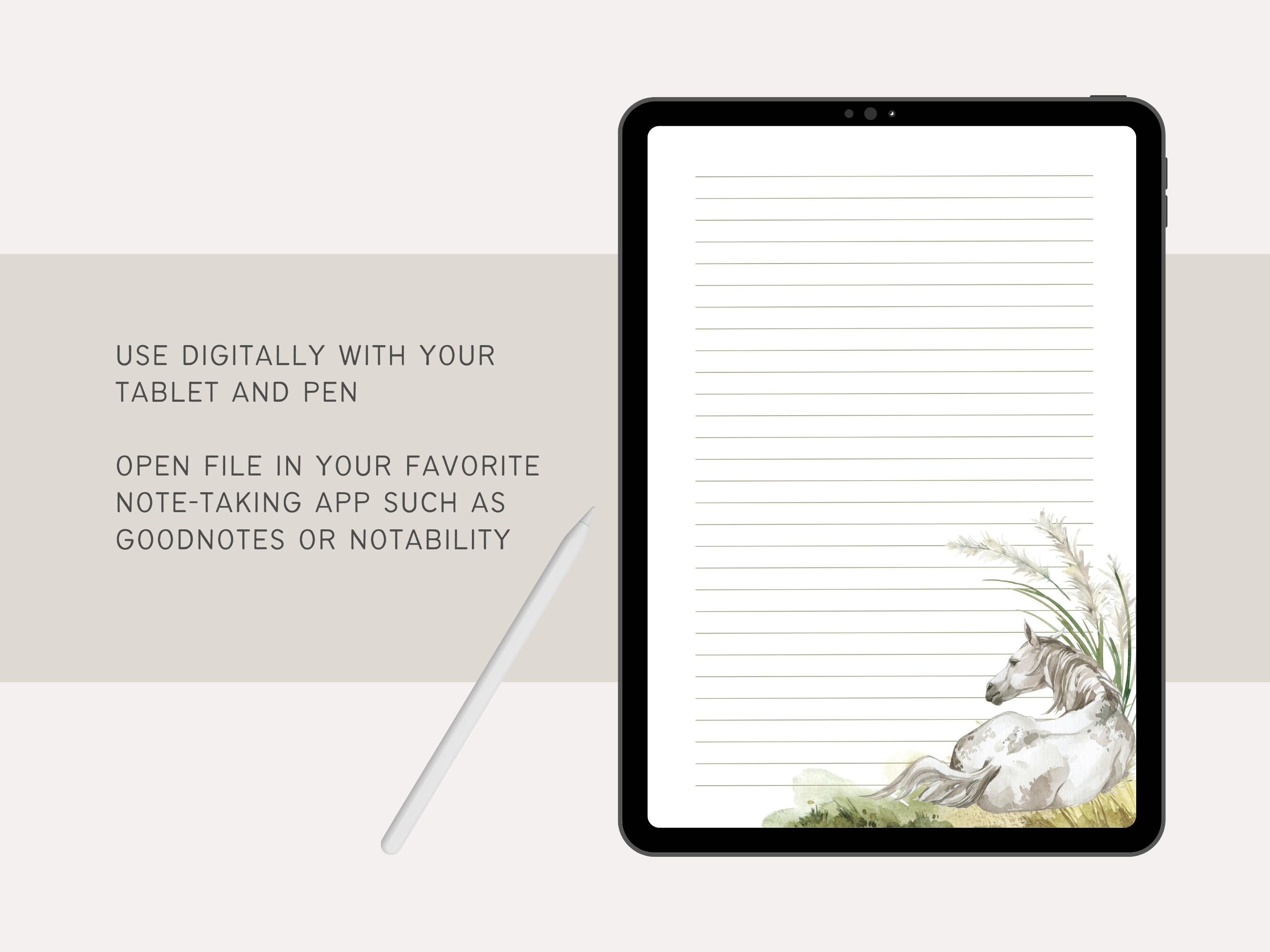 Watercolor Horse Printable Stationery | US Letter 8.5x11 In, A4 | Lined ...