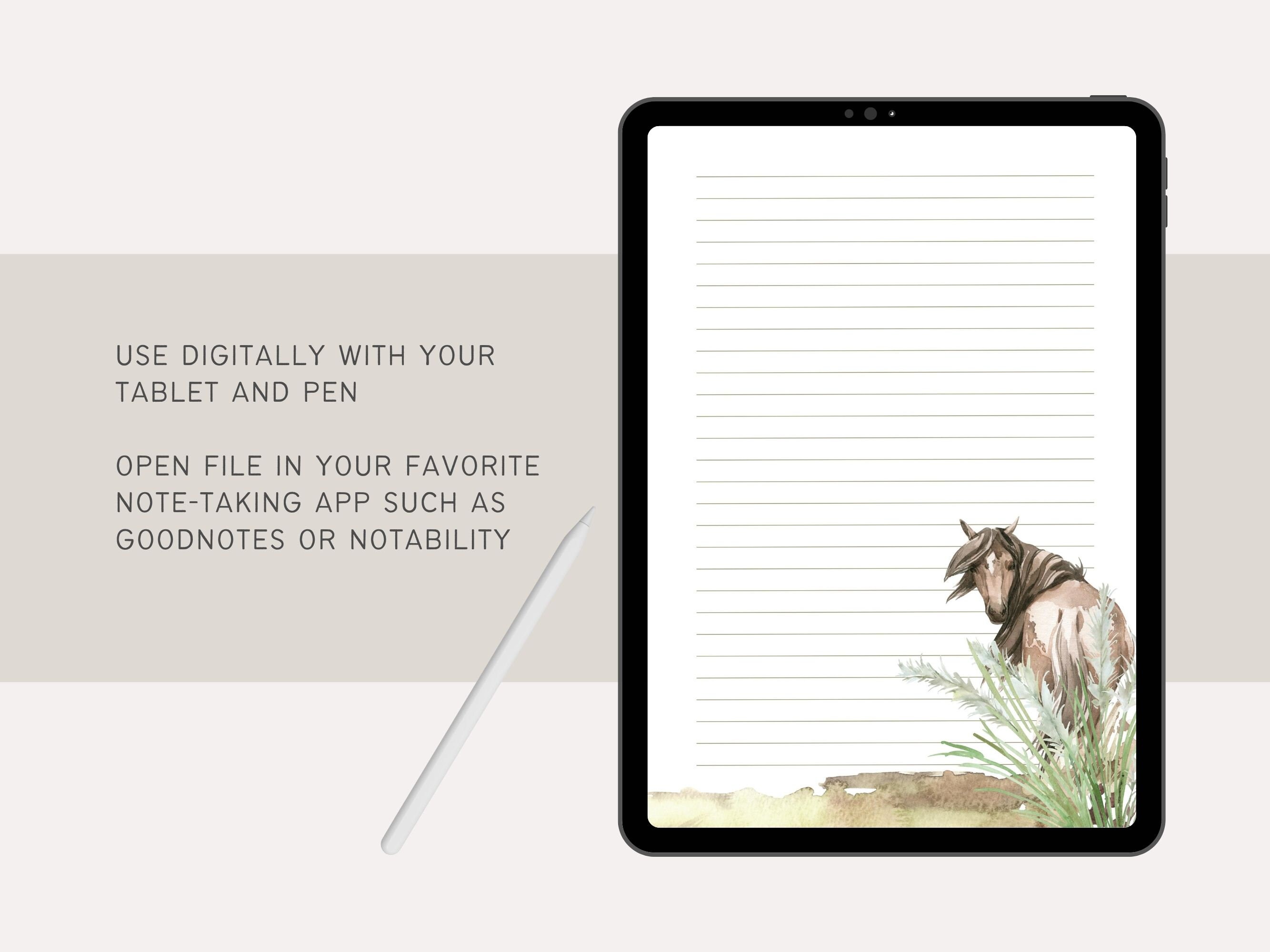 Watercolor Horse Printable Stationery | US Letter 8.5x11 In, A4 | Lined ...