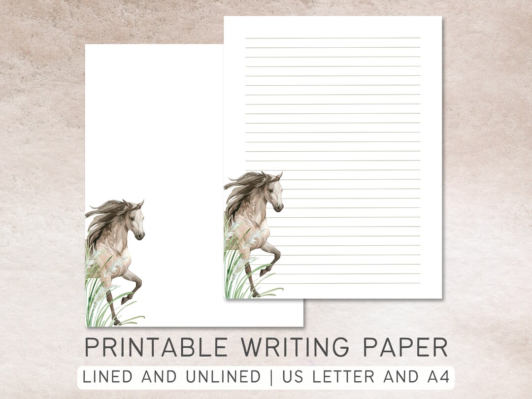 Horse and Pampas Grass Printable Stationery | US Letter 8.5x11 In, A4 ...