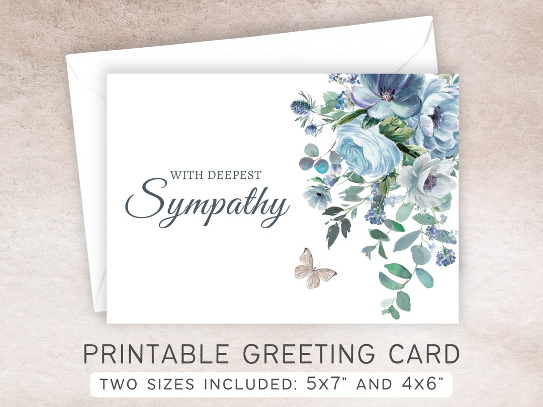 With Deepest Sympathy Printable Card | 5x7 and 4x6 | Instant Digital ...