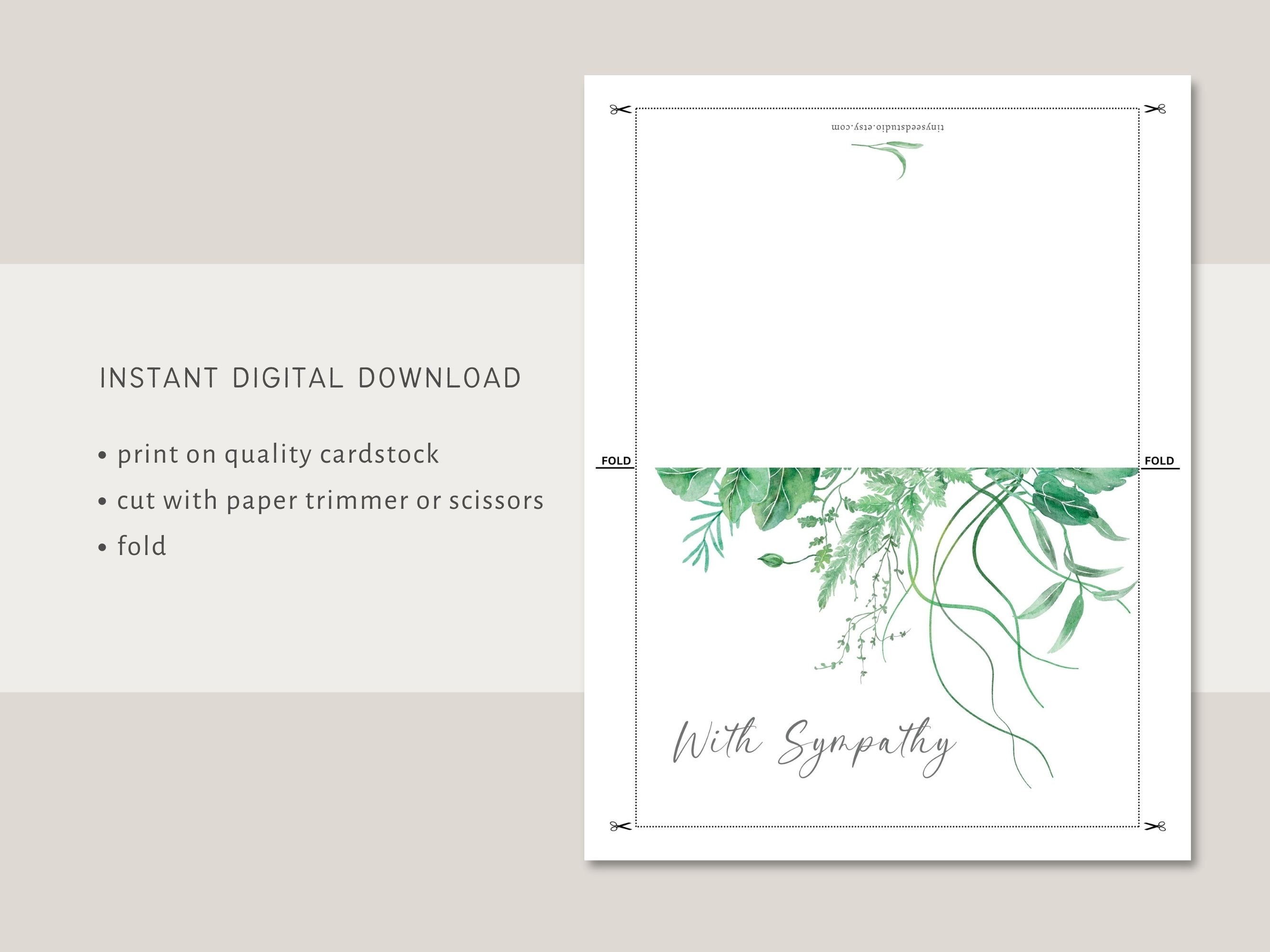With Sympathy Printable Greeting Card | 5x7 and 4x6 | Instant Digital ...
