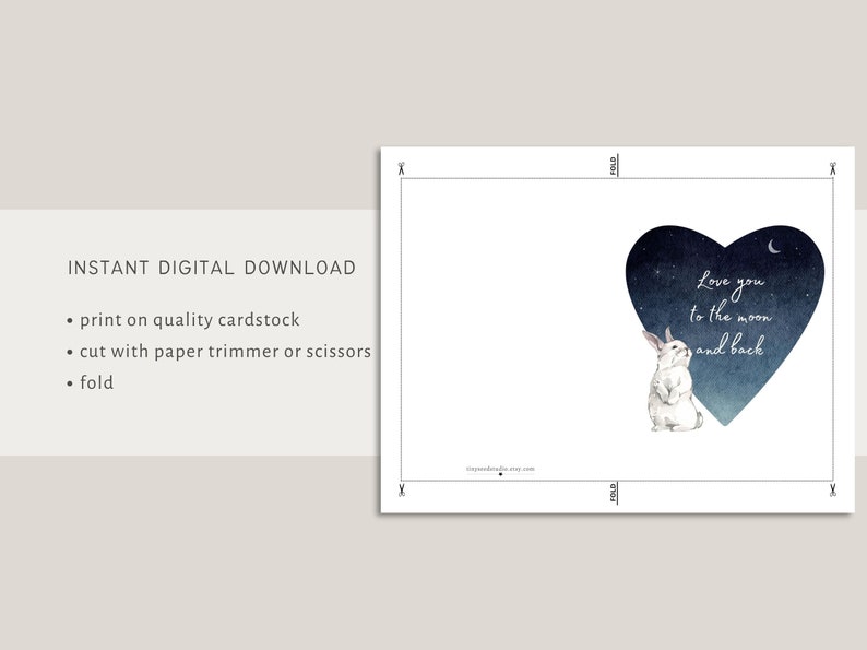 Love You to the Moon & Back Printable Card 5x7 and 4x6 Instant Digital ...