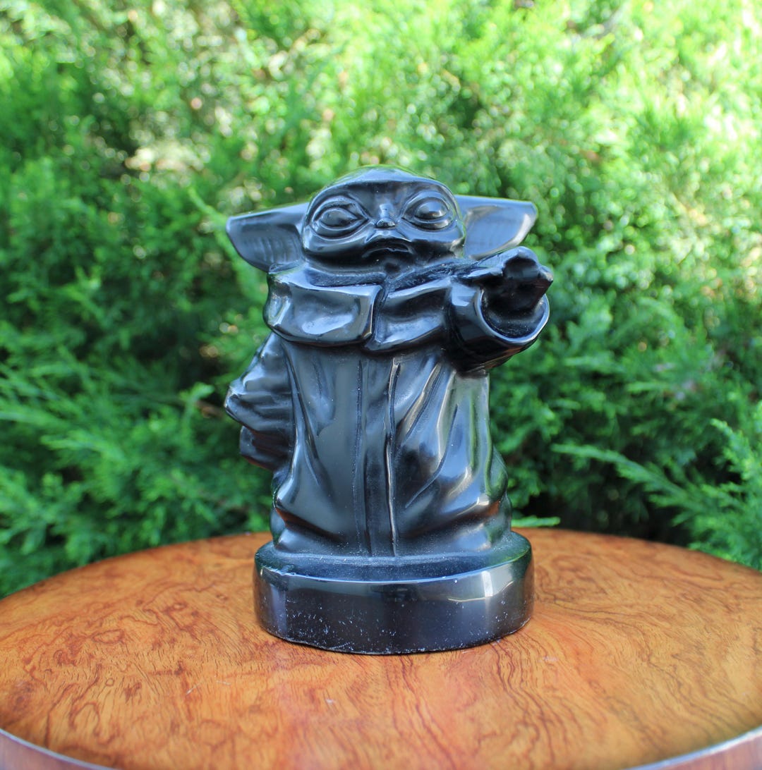Black Obsidian Baby Yoda - Etsy