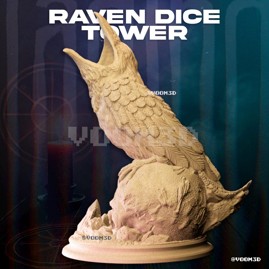Raven Dice Tower Raven on Skull Dice Tower: Gothic Elegance for Your ...