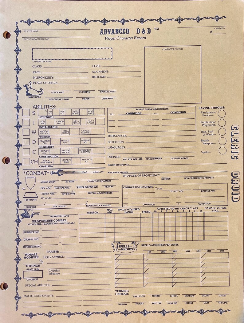 D&D Player Character Record Sheets Including Seven Sheets, First ... D&D Player Character Record Sheets Including Seven Sheets, First ...