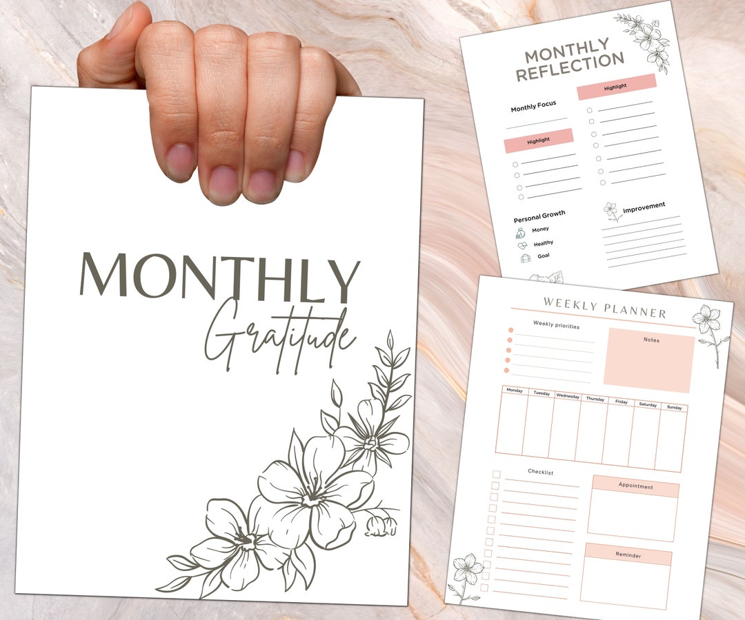 BUNDLE Gratitude Journal Printable, Mindfulness Log, Gratitude Template ...
