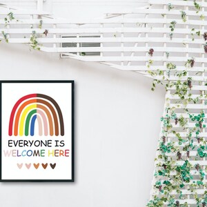 LGBTQ Pride Inclusive Rainbow Digital Artwork, Everyone is Welcome Here ...
