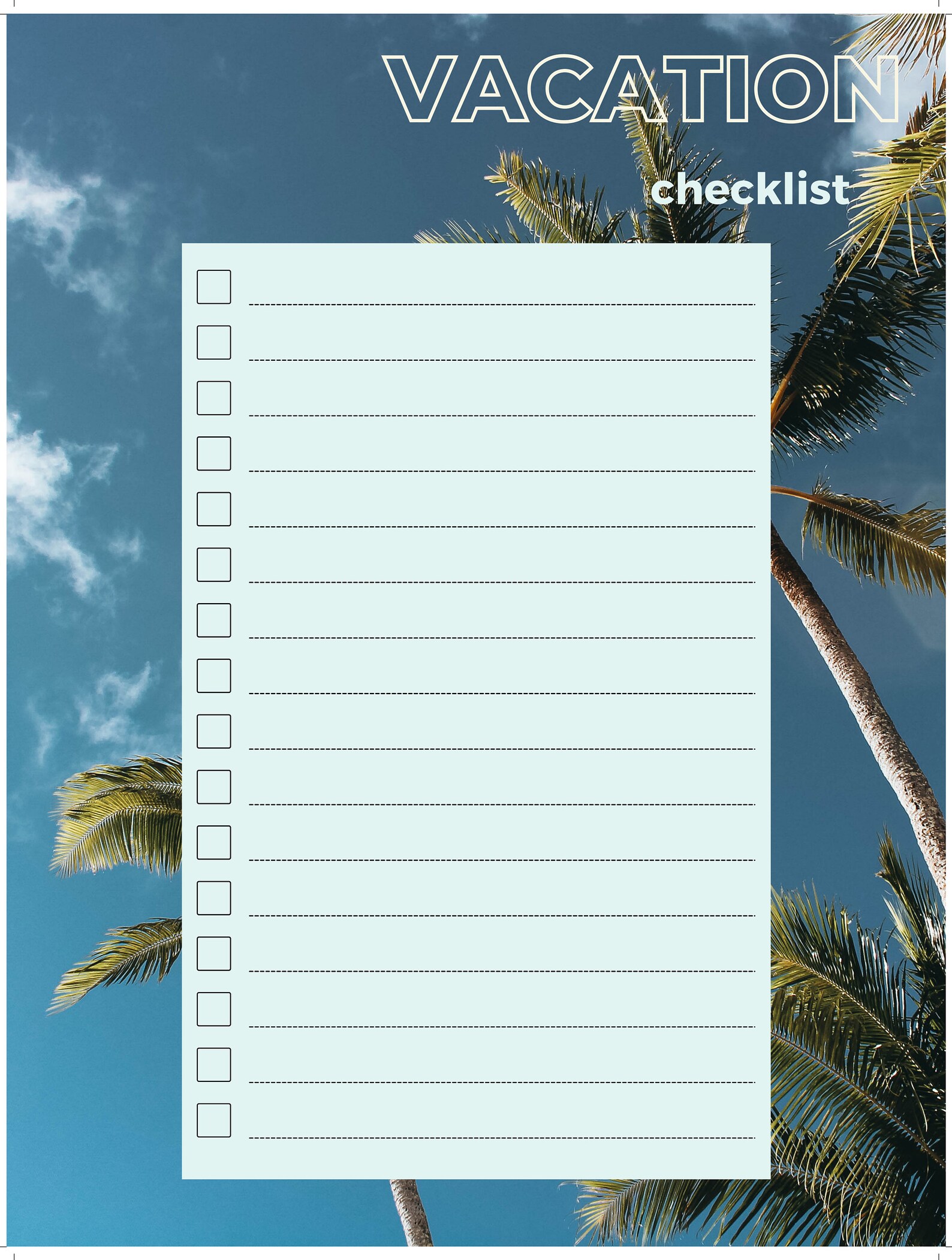 Vacation Checklist Printable Planner, Holiday Planner, to Do Vacation ...