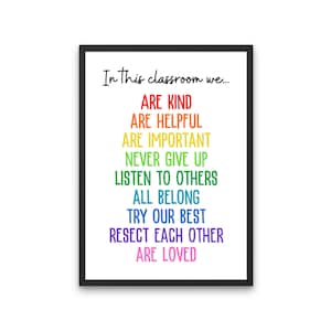 Classroom Sign, Class Rules, Inclusive Poster, Equality Print, Positive ...