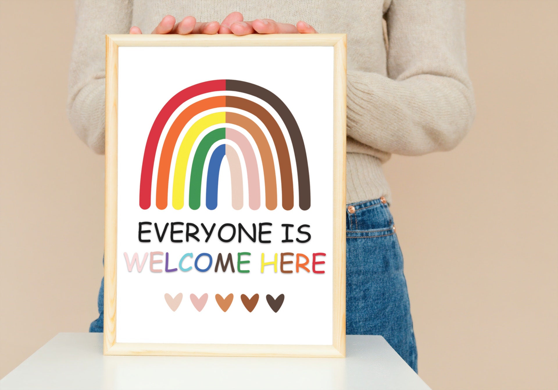 LGBTQ Pride Inclusive Rainbow Digital Artwork, Everyone is Welcome Here ...