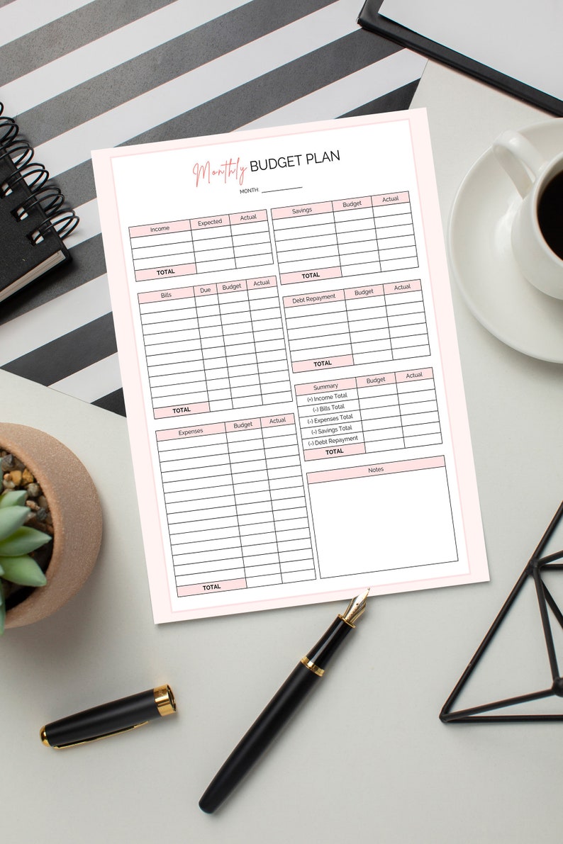 Printable Budget and Expense Tracker, Monthly Income Spending Planner ...