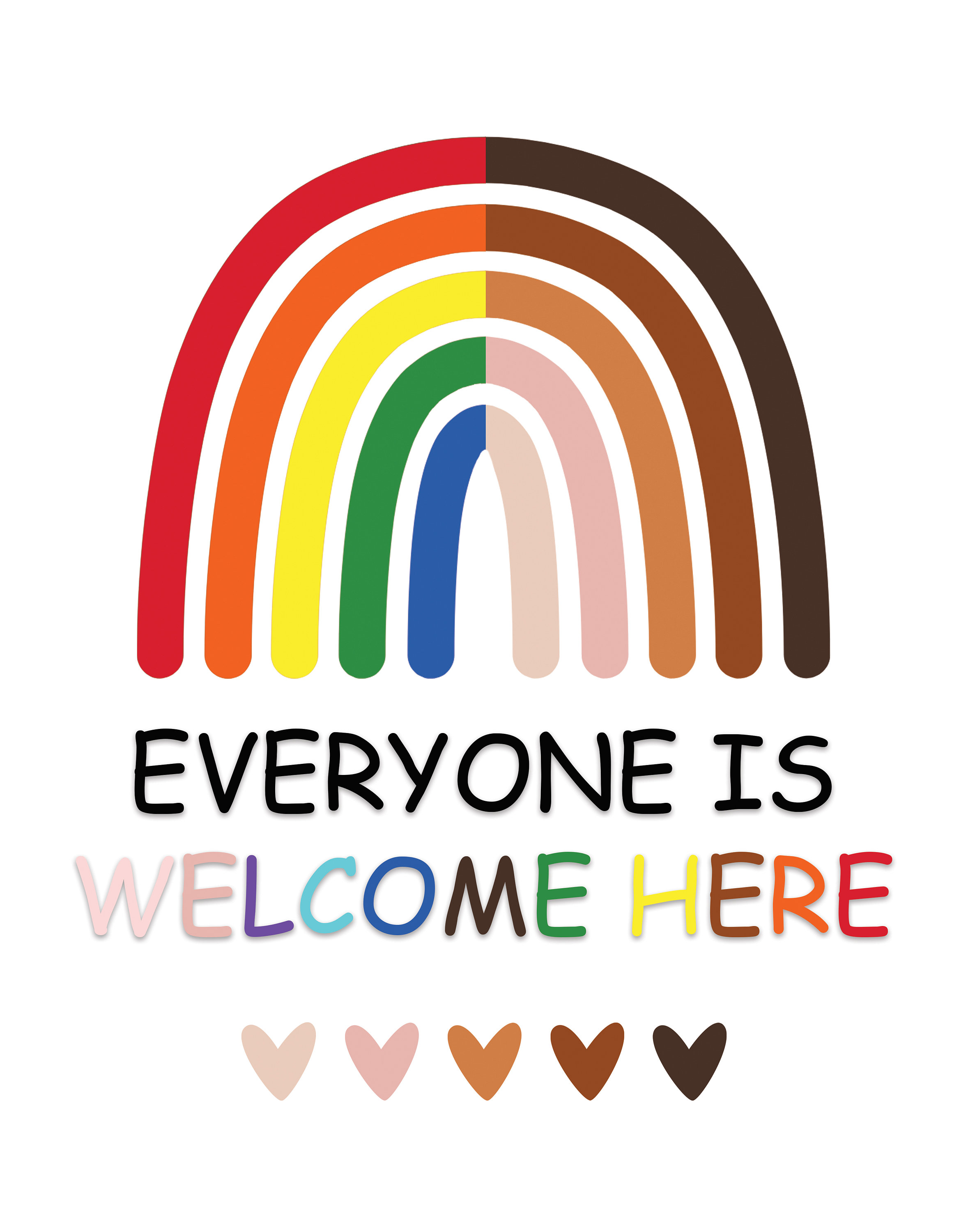 LGBTQ Pride Inclusive Rainbow Digital Artwork, Everyone is Welcome Here ...