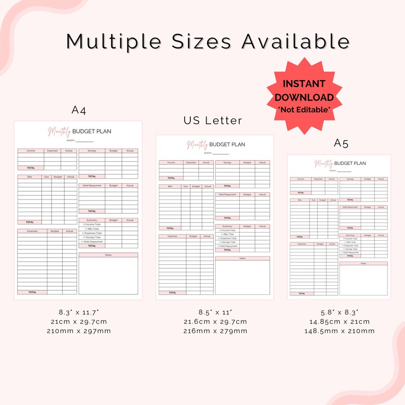Printable Budget and Expense Tracker, Monthly Income Spending Planner ...