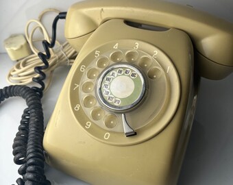 Vintage MCM Cream Rotary Desk Phone With Beige Rotary - Etsy